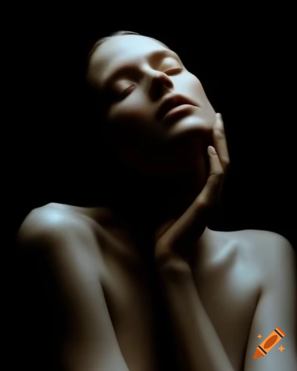 Artistic depiction of a delicate figure in shadows and light, conveying ...