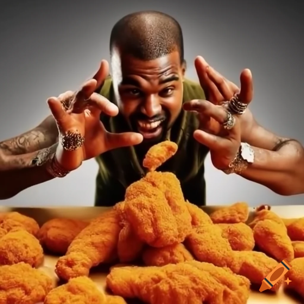 Kanye West in a humorous rap battle with a chicken nugget character on ...
