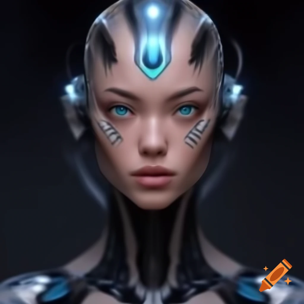 Futuristic android woman portrait with intricate details on Craiyon