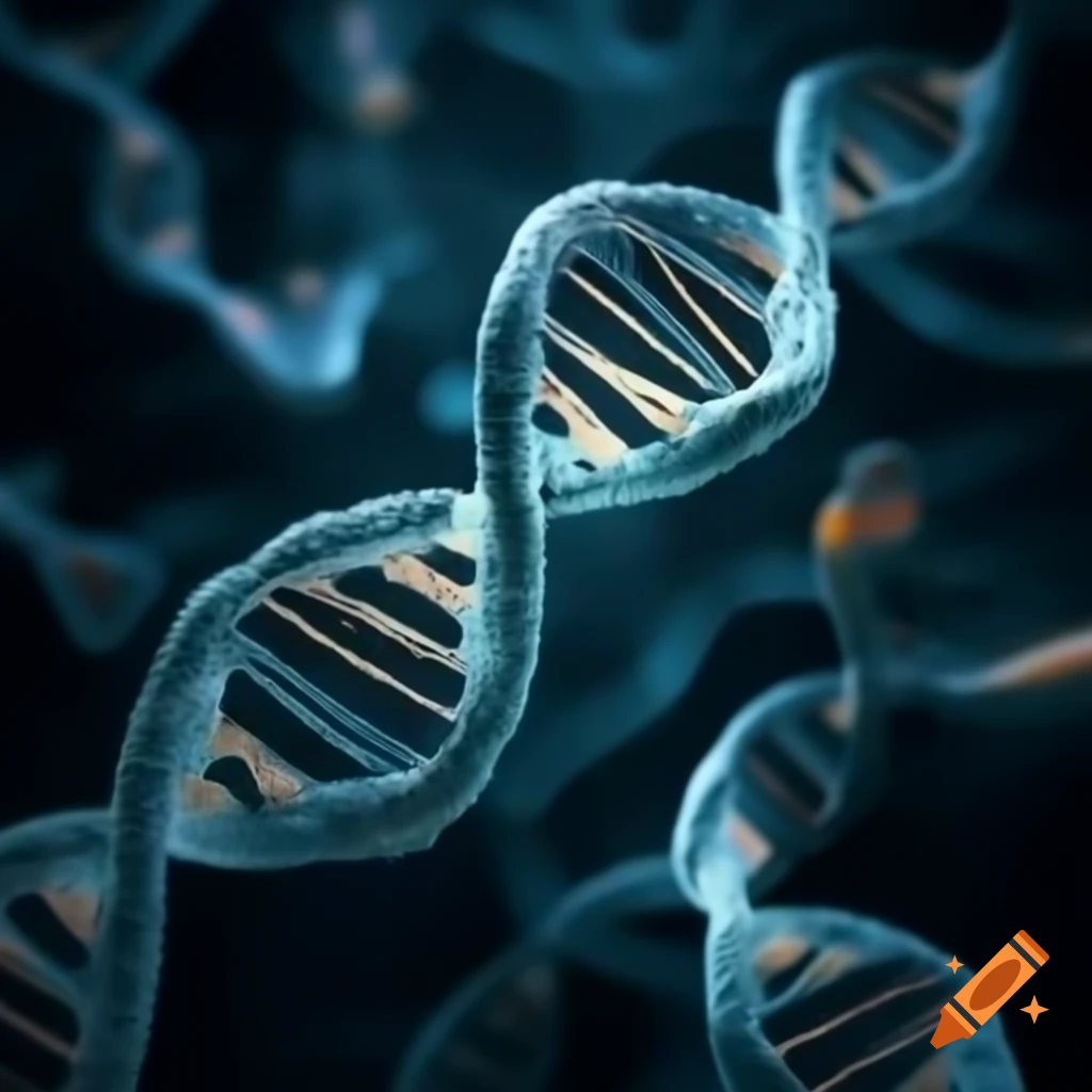 Abstract geometric forms transforming into living DNA-like cells with ...