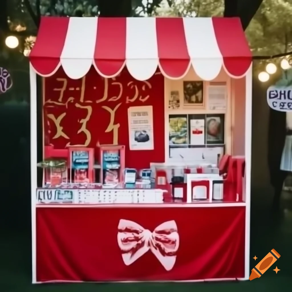 Festival booth displaying blood donation themed merchandise on Craiyon