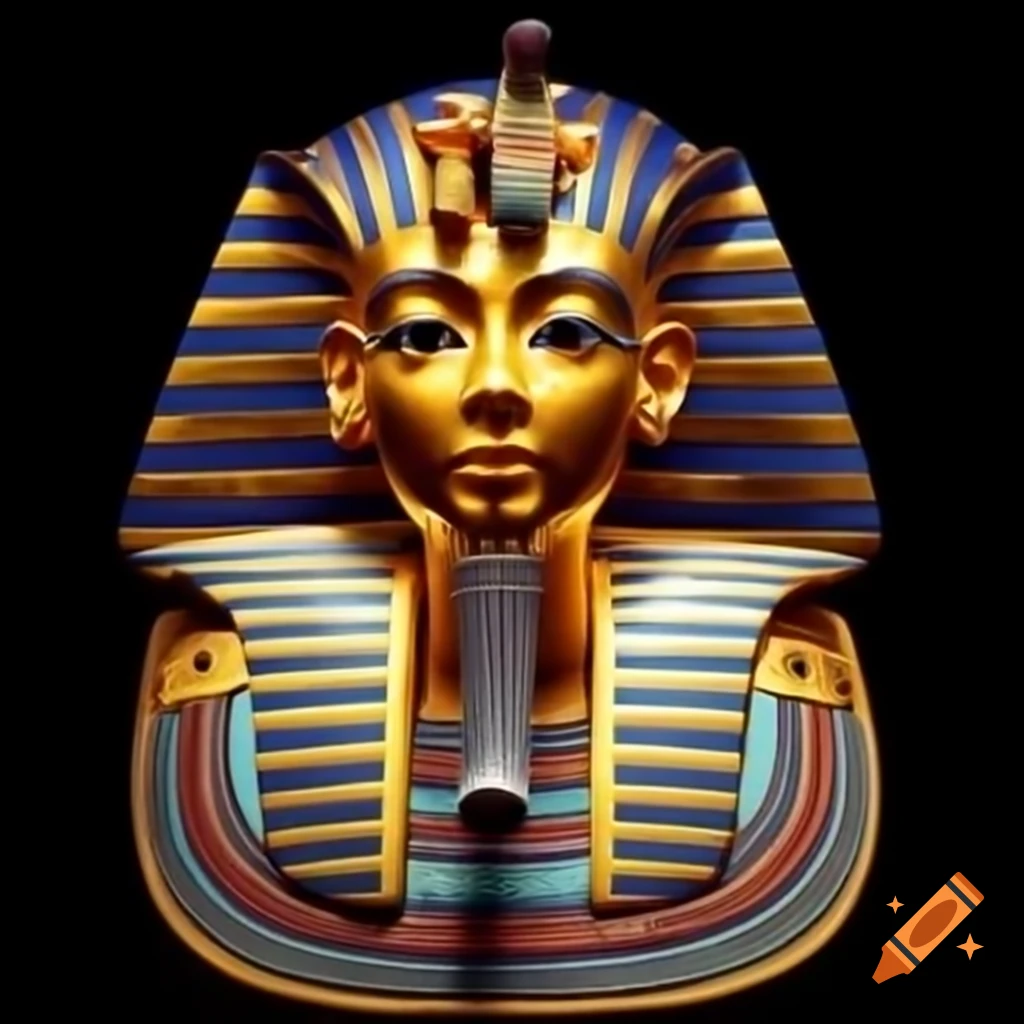 Female head inspired by Tutankhamun's golden mask on Craiyon