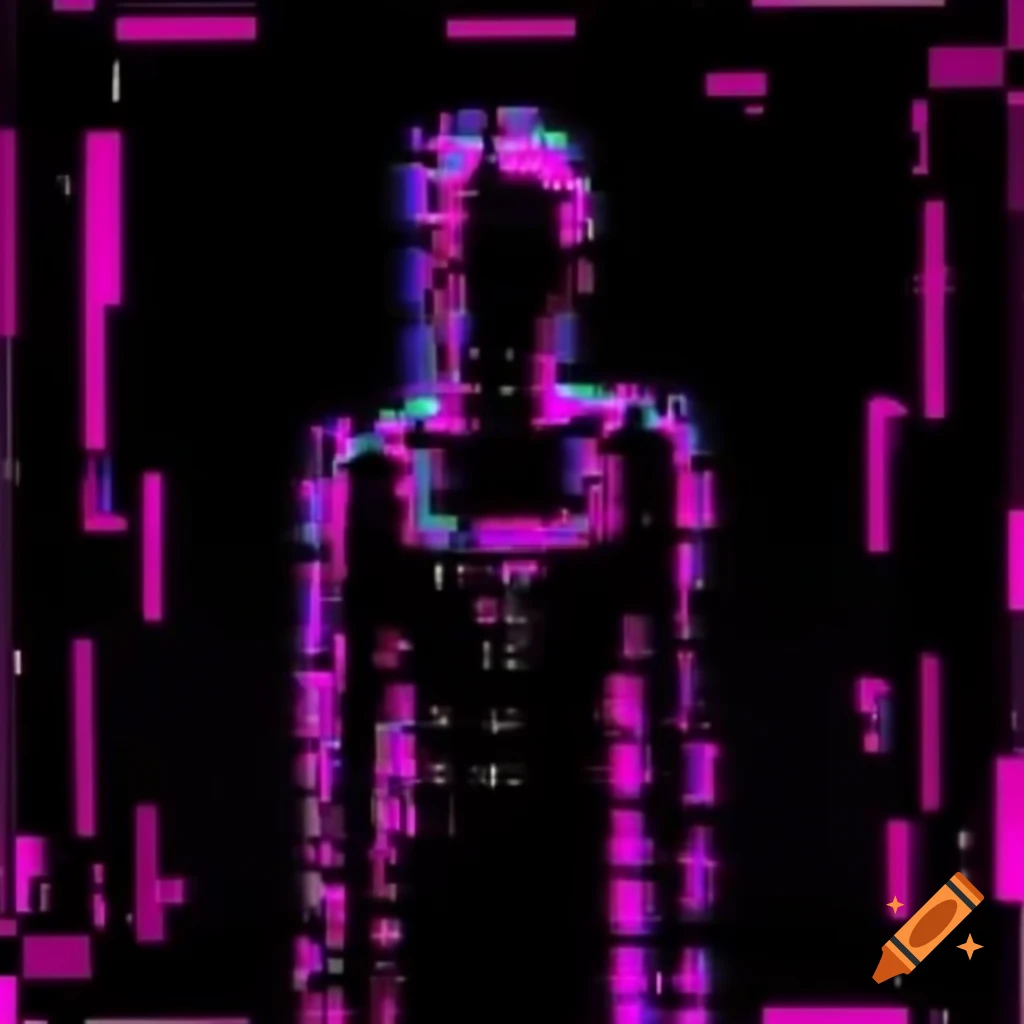 Digital glitch art composition of distorted human figure with pixelated ...