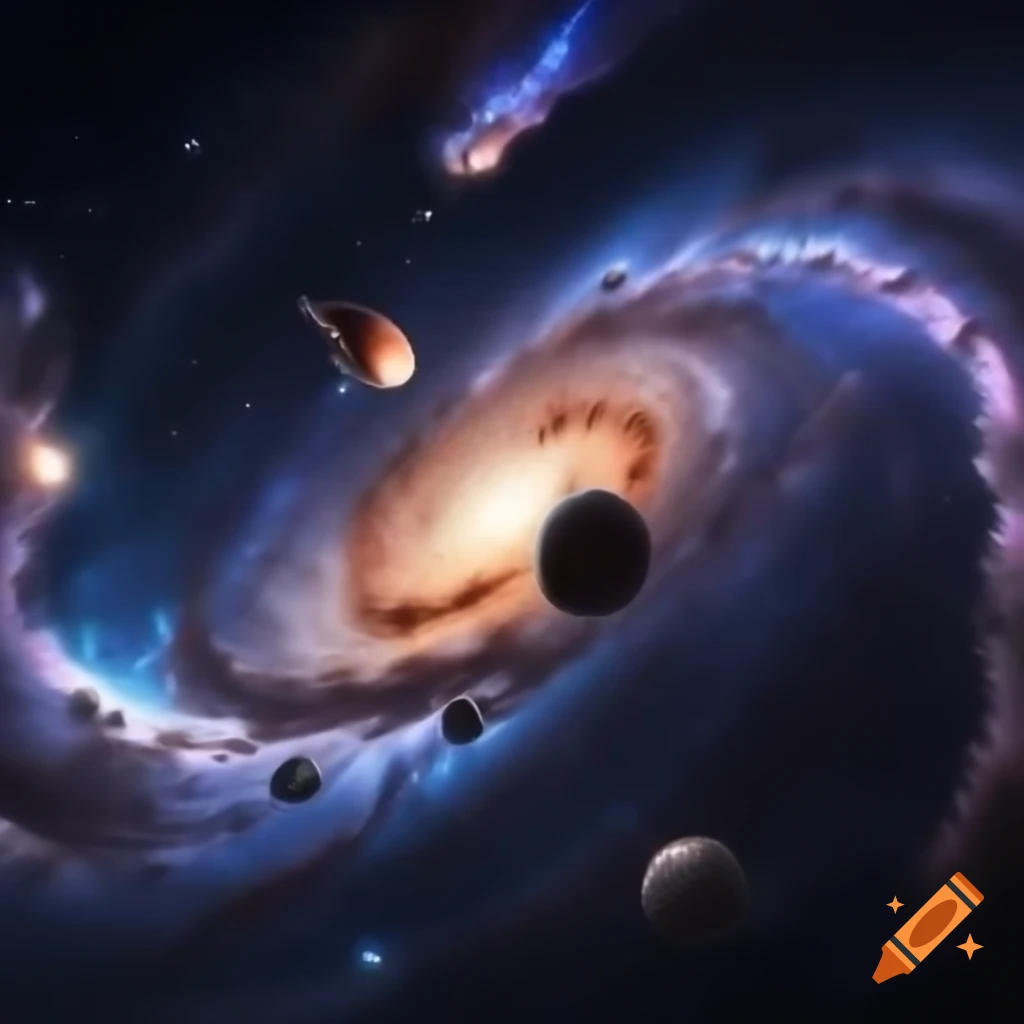 Hyper-realistic psychedelic galaxy with aliens and UFOs on Craiyon