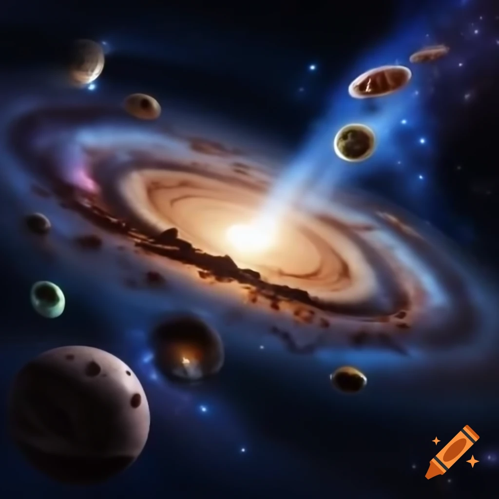 Hyper-realistic psychedelic galaxy with aliens and UFOs on Craiyon