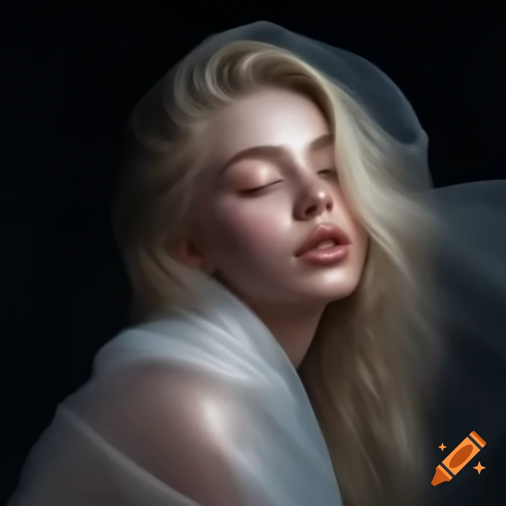 Dramatic portrait of a cute blonde university student with flowing ...