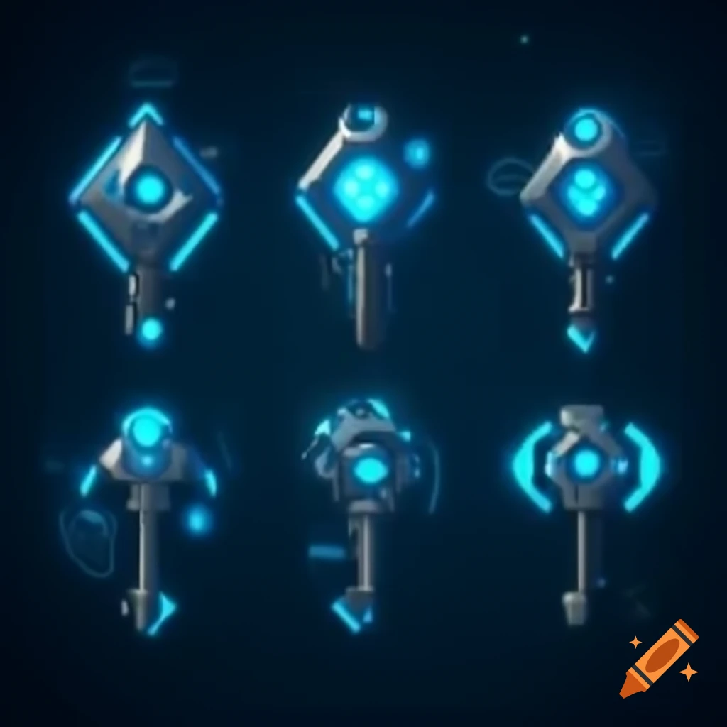 Set of futuristic digital keys with sleek design and glowing elements ...