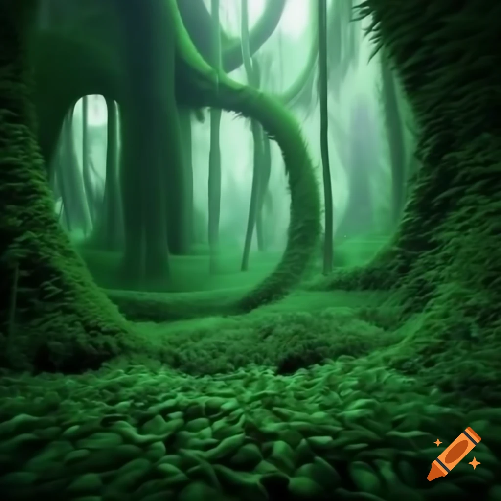 Dense emerald jungle rich in biodiversity and ancient secrets on Craiyon