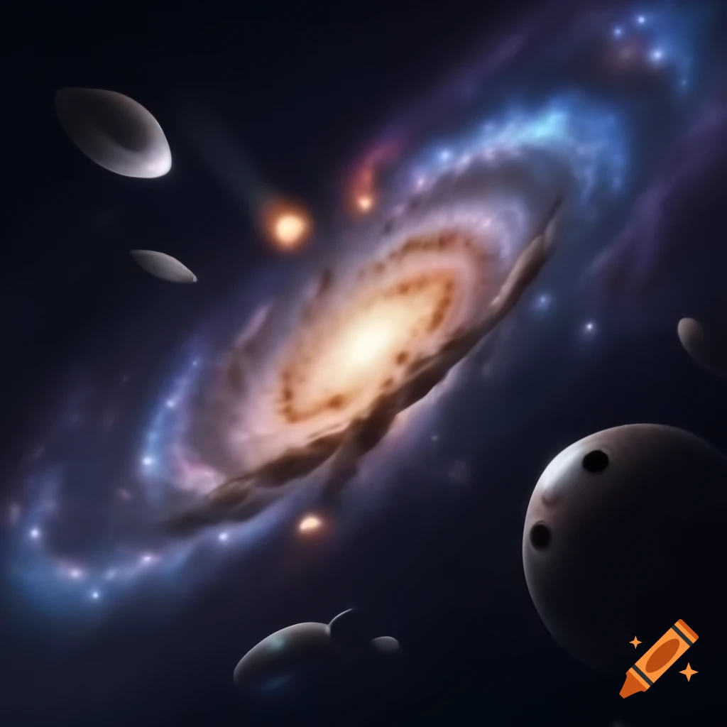 Hyper-realistic psychedelic galaxy with aliens and UFOs on Craiyon
