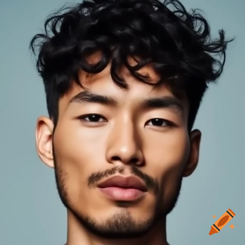 Young West-Asian man with short beard and curly hair on Craiyon
