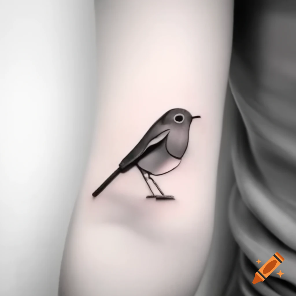 Minimalist black and white male robin tattoo on Craiyon
