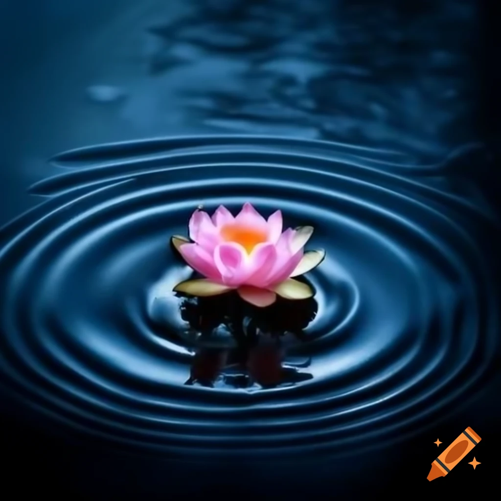 Small water ripple resembling a lotus flower on Craiyon