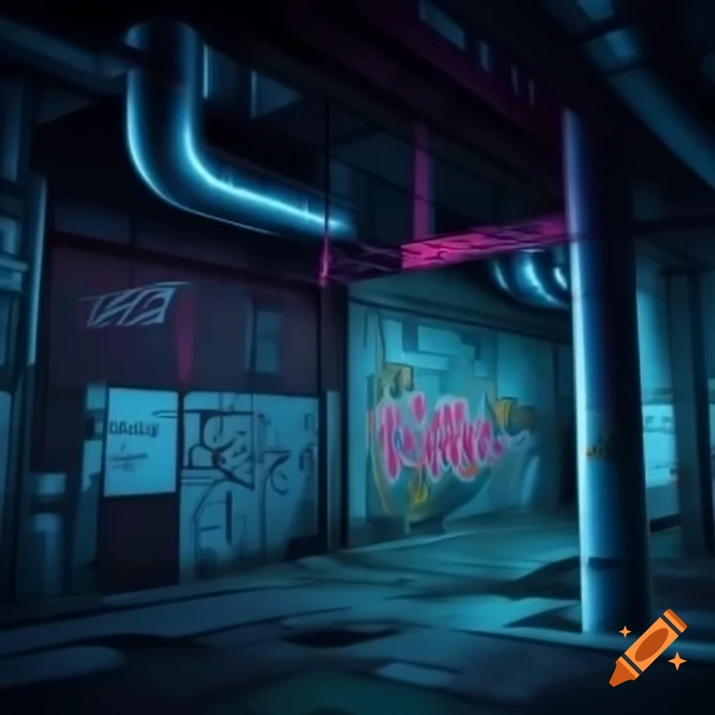 Graffiti wall in Japan featuring techno goth and vapor style with neon ...