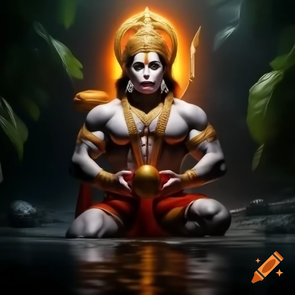 Philosophical illustration of Hanuman's wisdom about truth and ego on ...