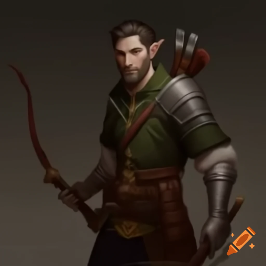 Dungeons and Dragons male rogue character with shortsword and shortbow ...