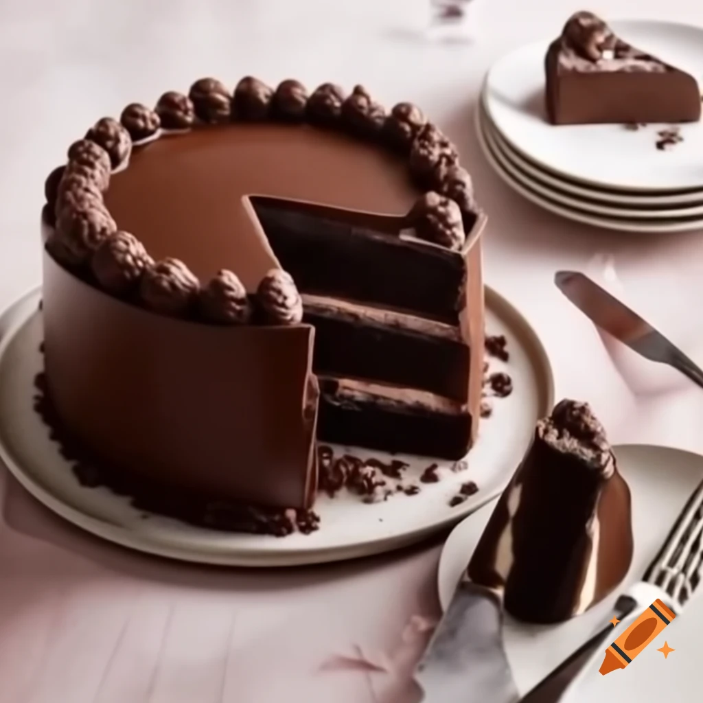 Delicious chocolate cake tempting with rich textures on Craiyon