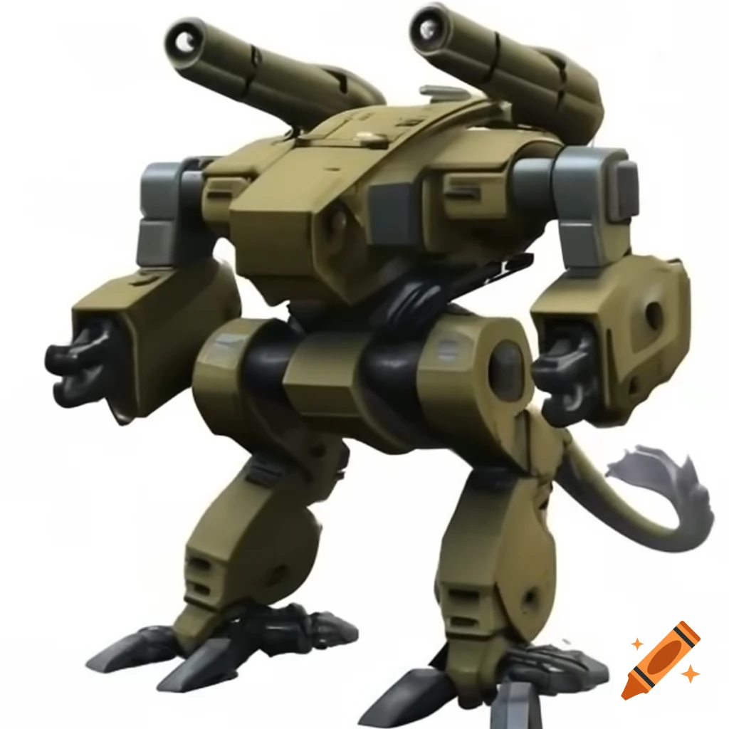 Symmetrical and heavily armored battle mech inspired by military tanks ...