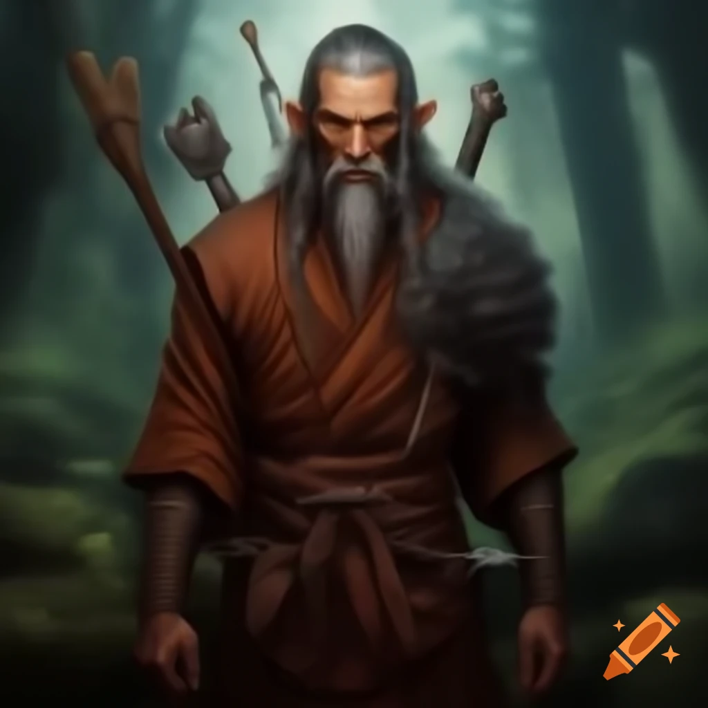 Fantasy human monk warrior character on Craiyon