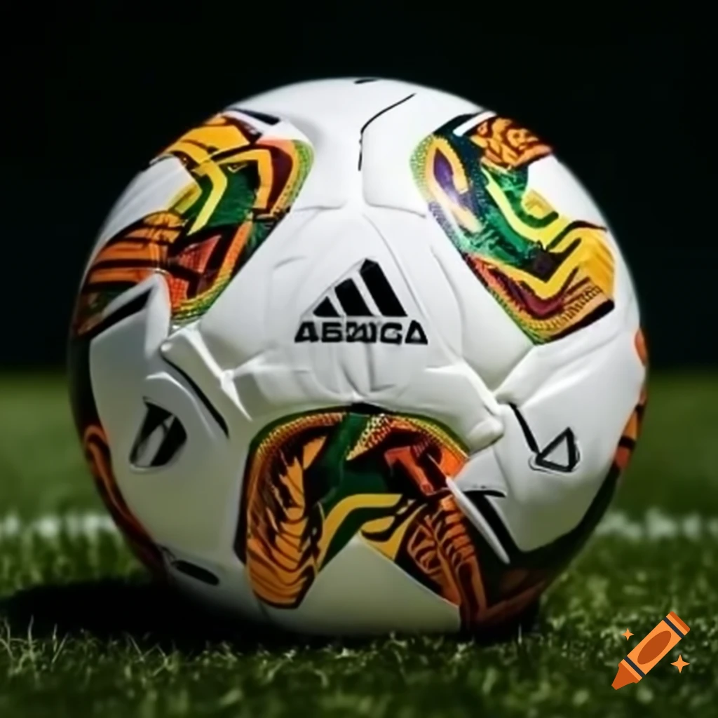Professional soccer ball featuring white design with African patterns ...