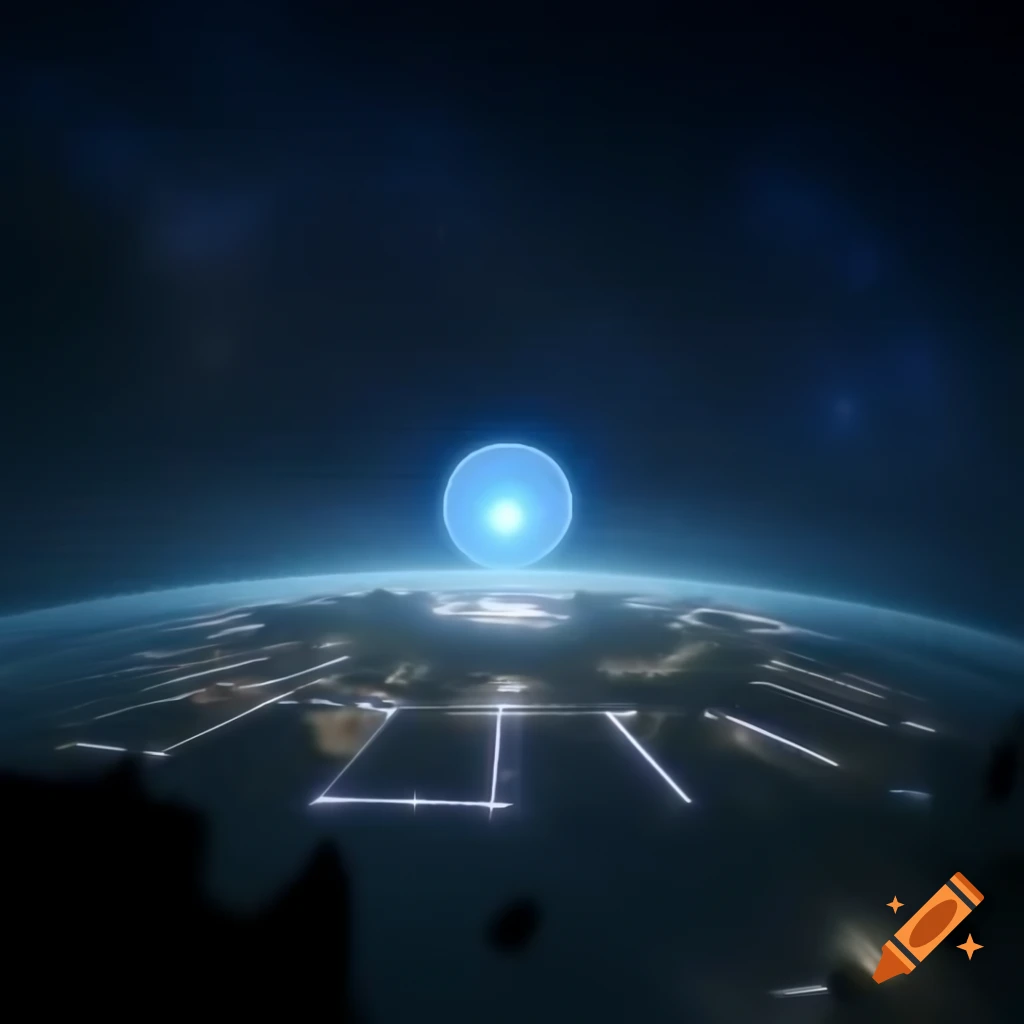 Glowing orb projecting star map to uncharted world on Craiyon