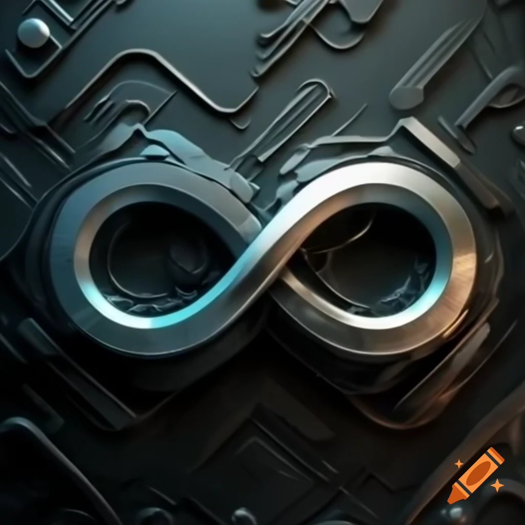 Futuristic metallic infinity symbol with refraction effects on Craiyon