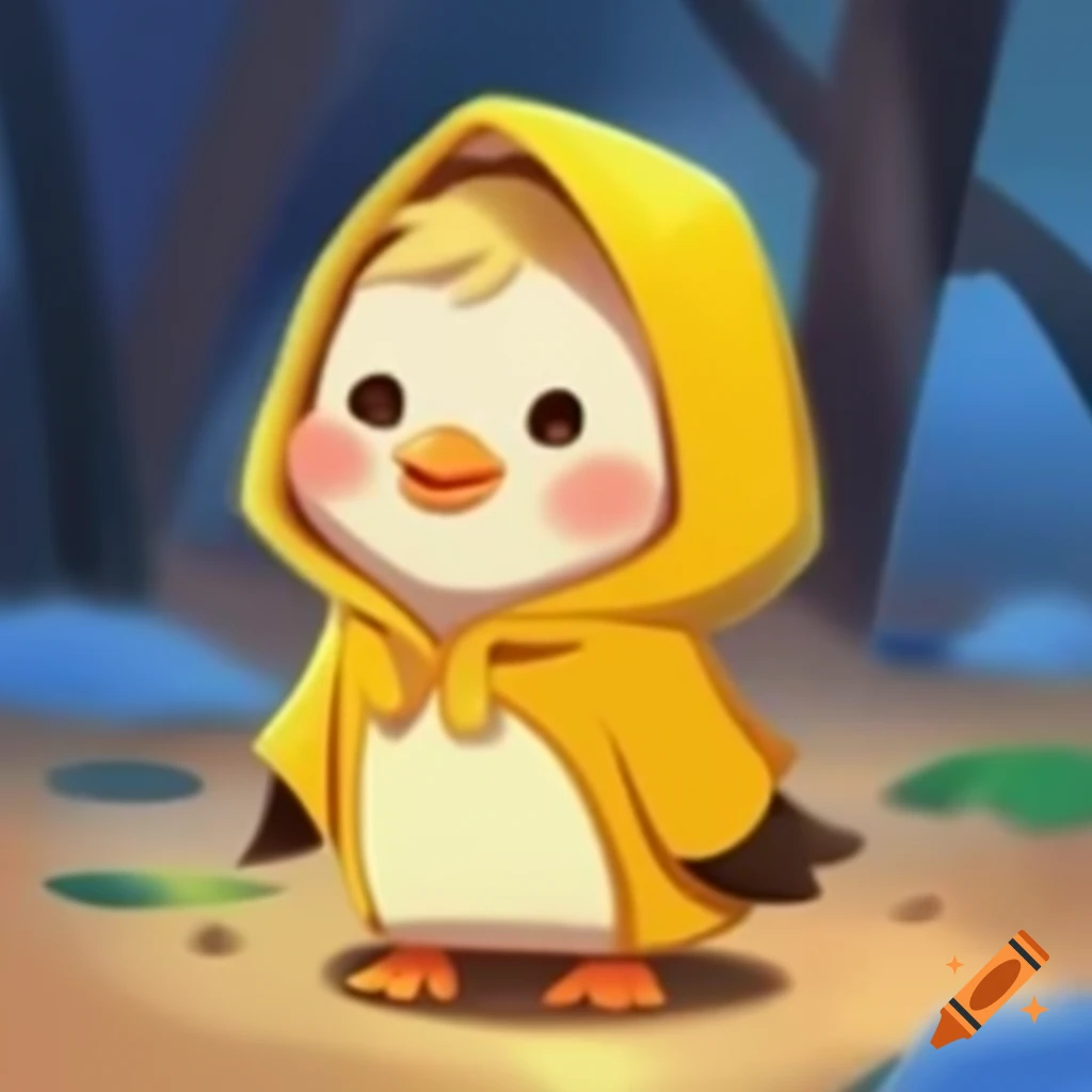 Cute blonde boy in yellow penguin hooded robe as Mabinogi character in ...