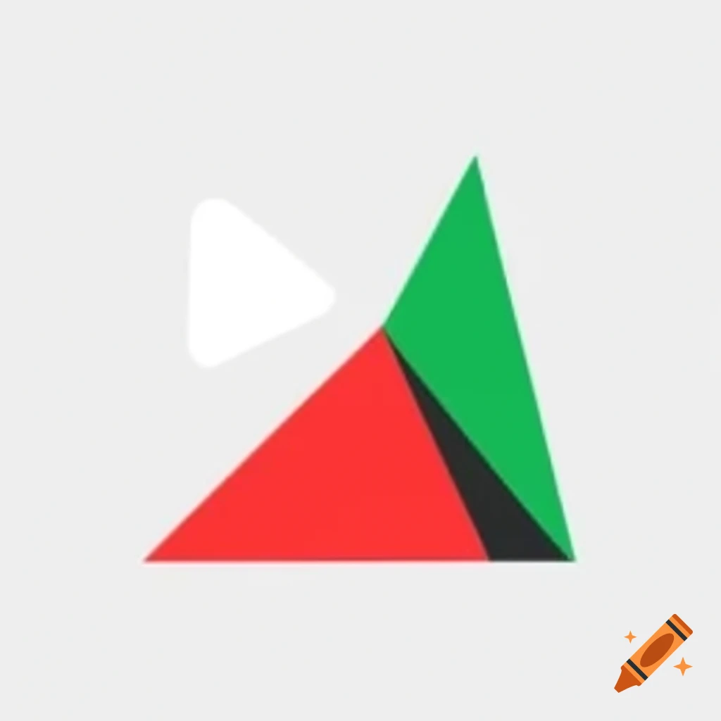 Logo featuring red triangle, white square, and green trapezium on Craiyon