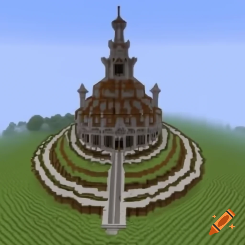 Minecraft home with round base and tower, featuring acacia and andesite ...