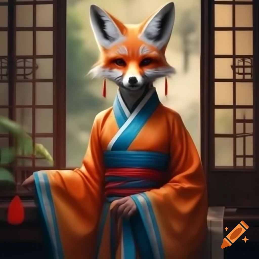 Character with fox head in traditional Chinese attire, full body by ...
