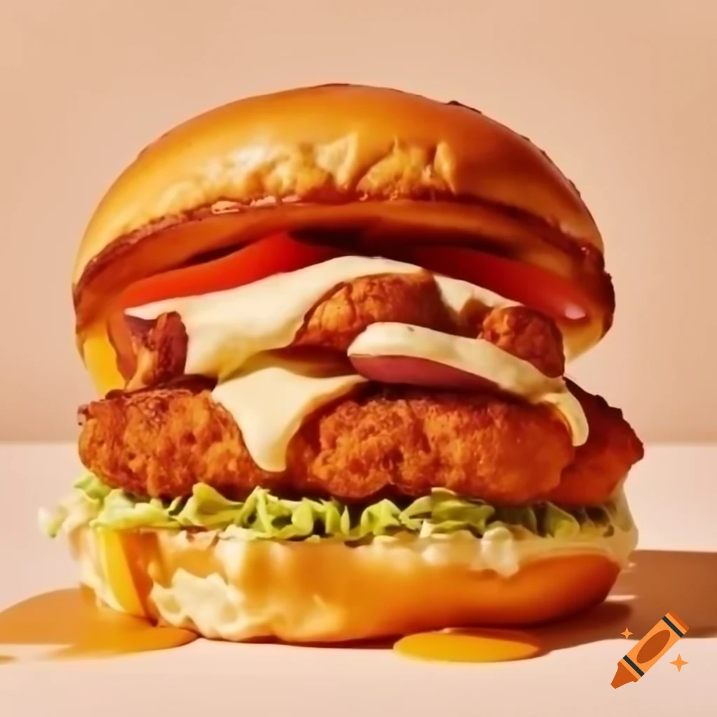 Butter chicken masala burger with tandoori chicken and gravy on Craiyon