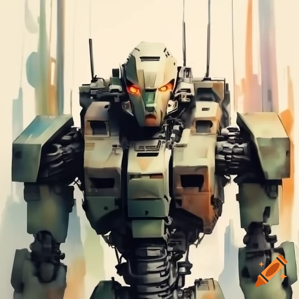 Highly detailed mech trading card in cell shaded art style on Craiyon