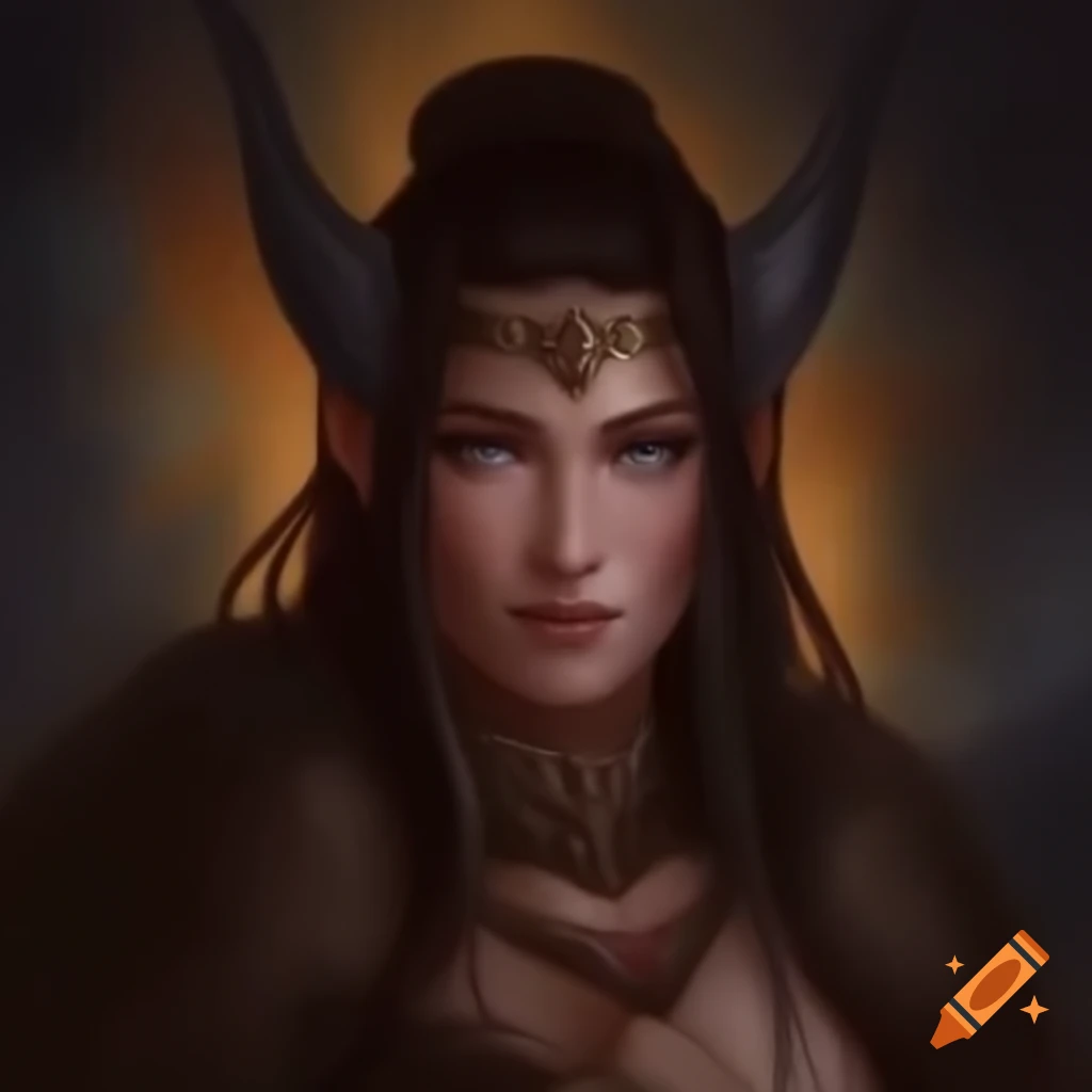 Art of a female character from Pathfinder as a demonic mage on Craiyon