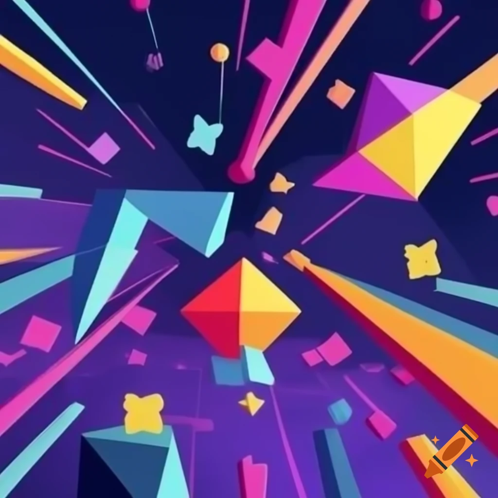 Geometry Dash game featuring colorful geometric shapes and platforms on ...