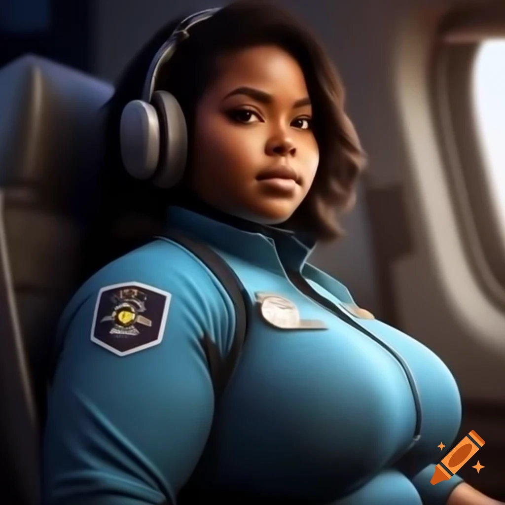 Plus-size female astro-boy in flight with jets on Craiyon