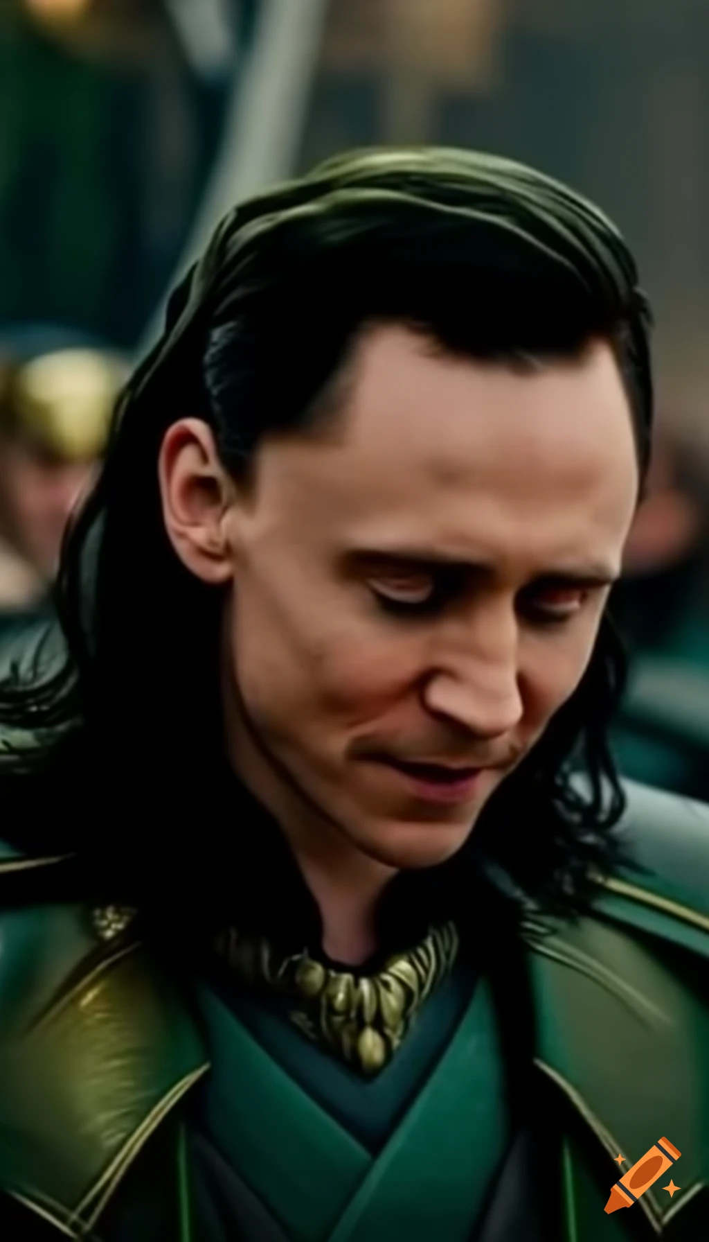 Tom Hiddleston as Loki at red carpet event close-up on Craiyon