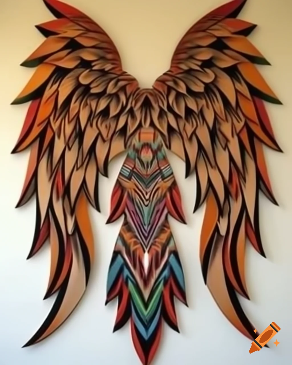 Multi-layer geometric wood wall art featuring mandala design on Craiyon