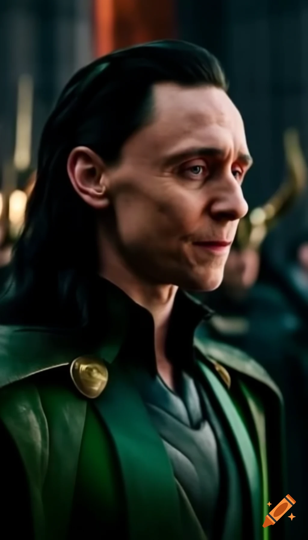 Tom Hiddleston as Loki on the red carpet close-up on Craiyon