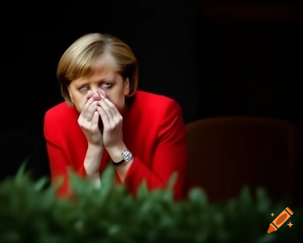 Merkel lying face down on the ground on Craiyon