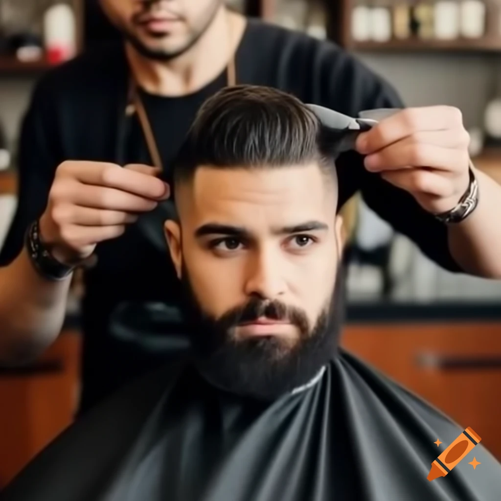 Haji's Hair Saloon barber shop interior with stylish decor on Craiyon