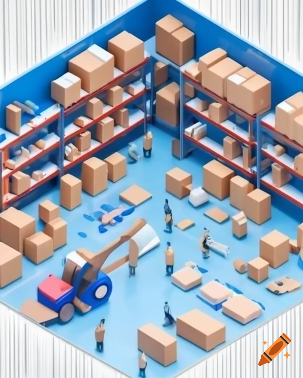 3D layout of a professional warehouse showcasing high rack storage and ...