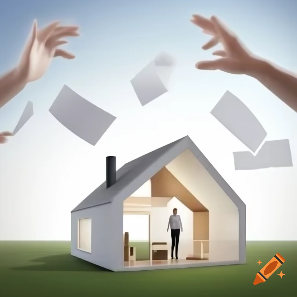 Conceptual illustration of property rights featuring house with ...