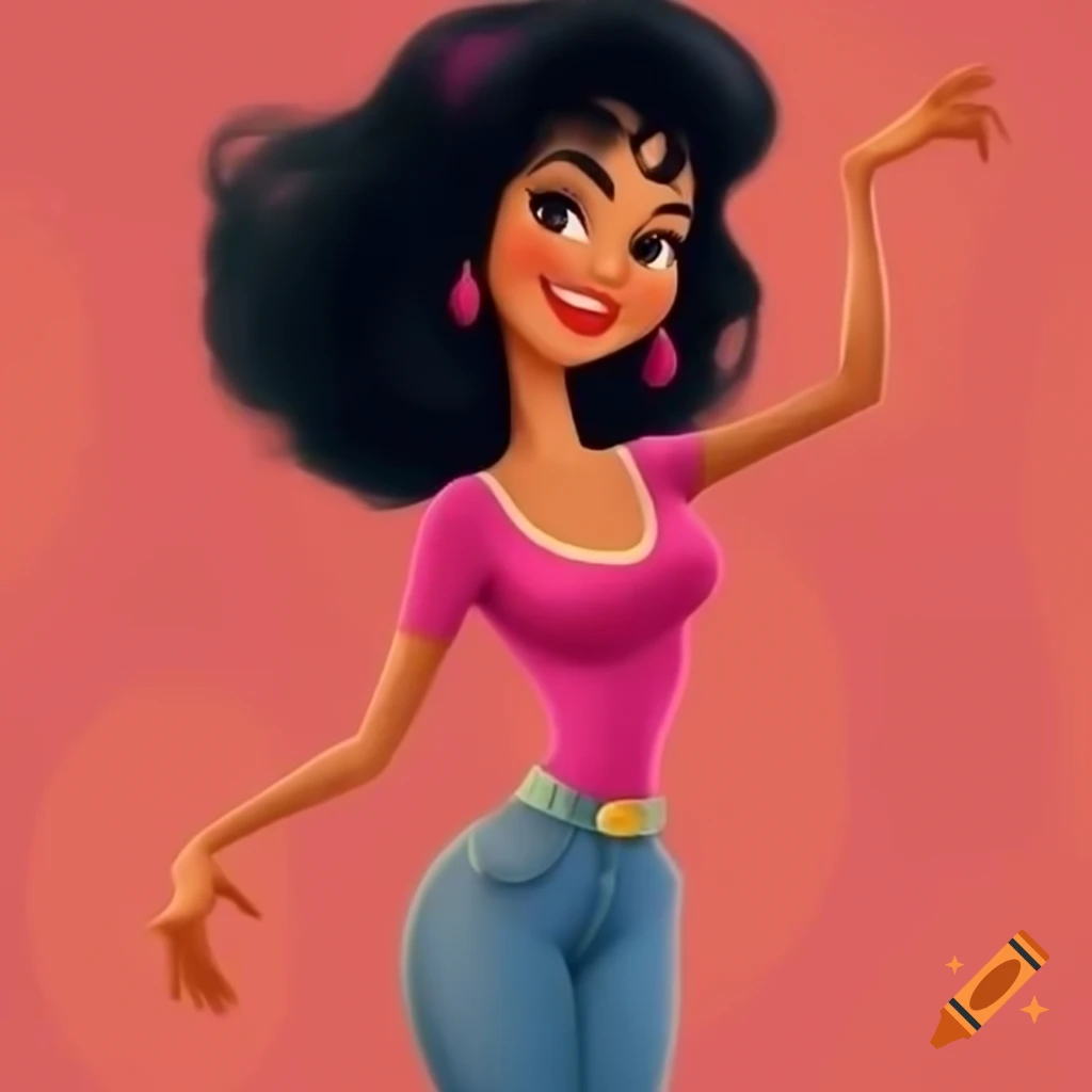 Full body depiction of Selena Quintanilla dancing in Disney Pixar style ...