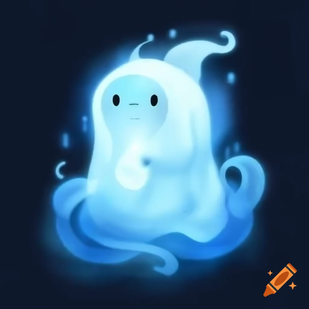Ethereal blue spirit with an aura of wisdom and helpfulness on Craiyon