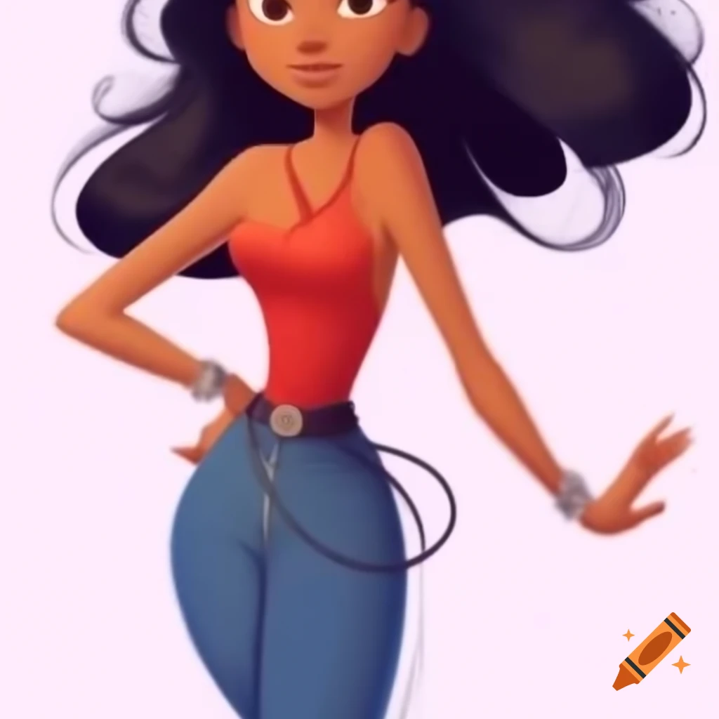 Full body cartoon of Selena Quintanilla dancing in Disney Pixar style ...