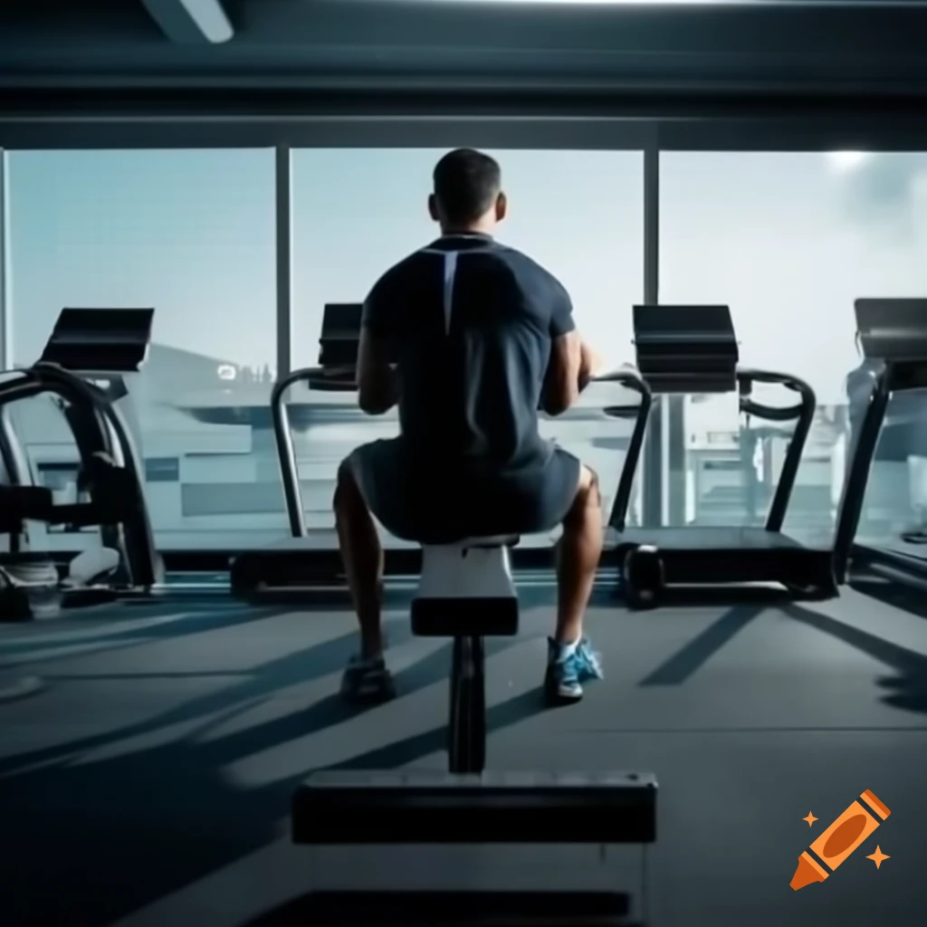 Man using phone for gym management software in a gym setting with dark ...