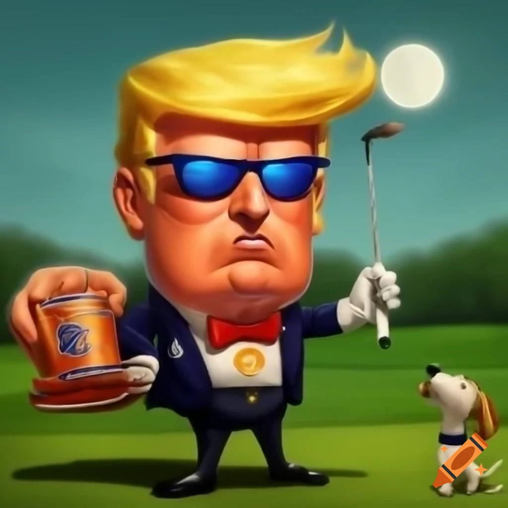 Flamboyant golf pro hitting a dog in SEC vest with humorous meme art ...