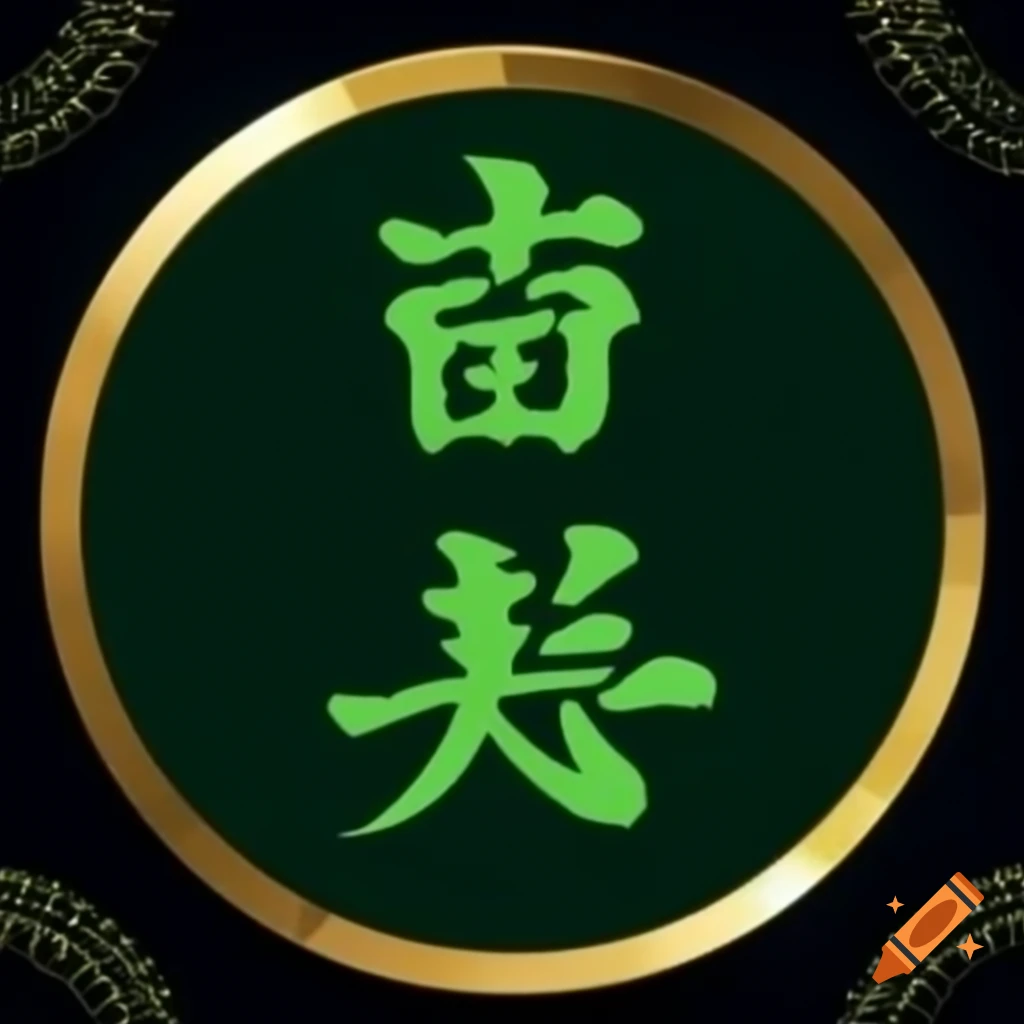 Dark green Mon symbol with Chinese characters 'Nin' and 'Qi Gong' in ...