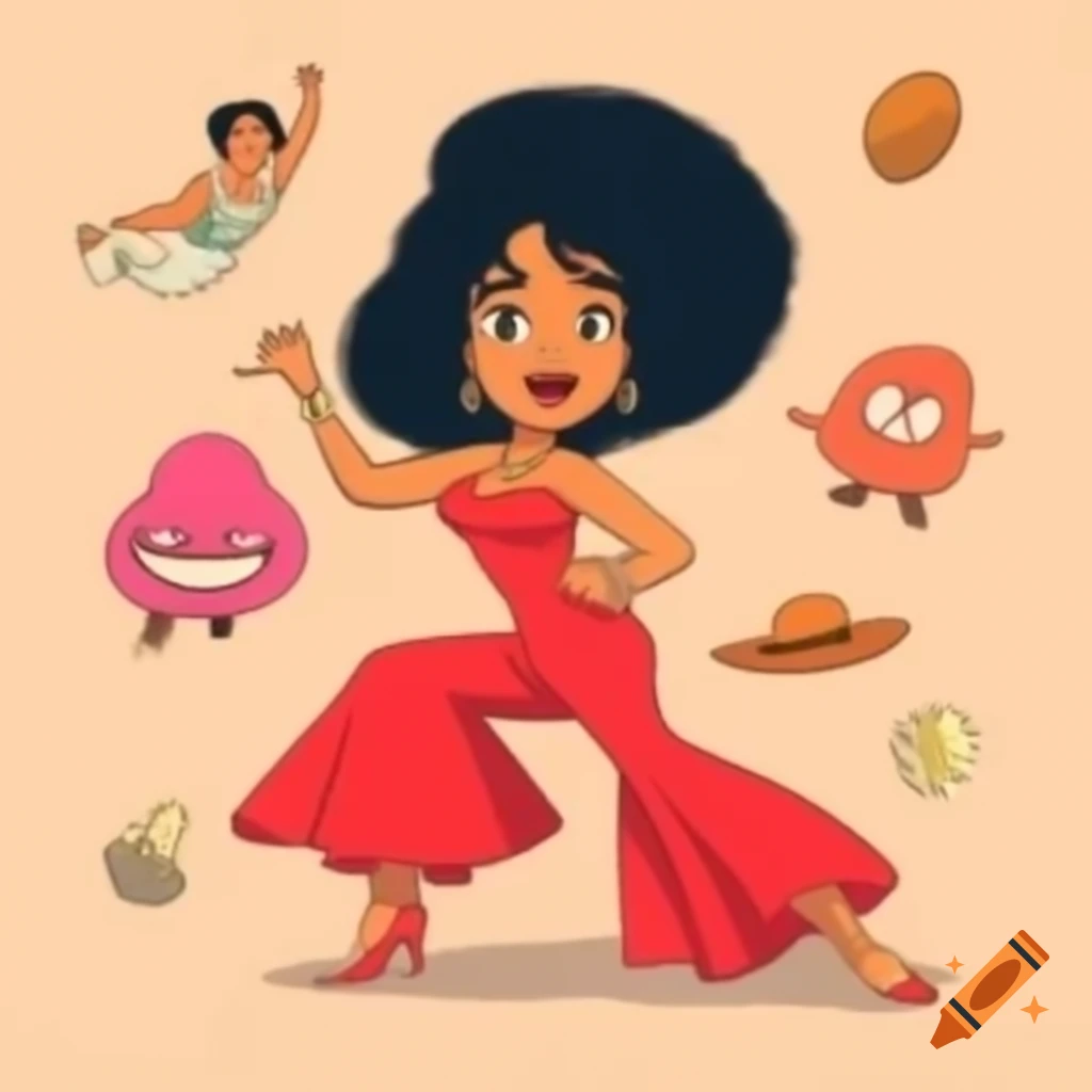 Selena Quintanilla dancing in Disney Pixar style cartoon on Craiyon