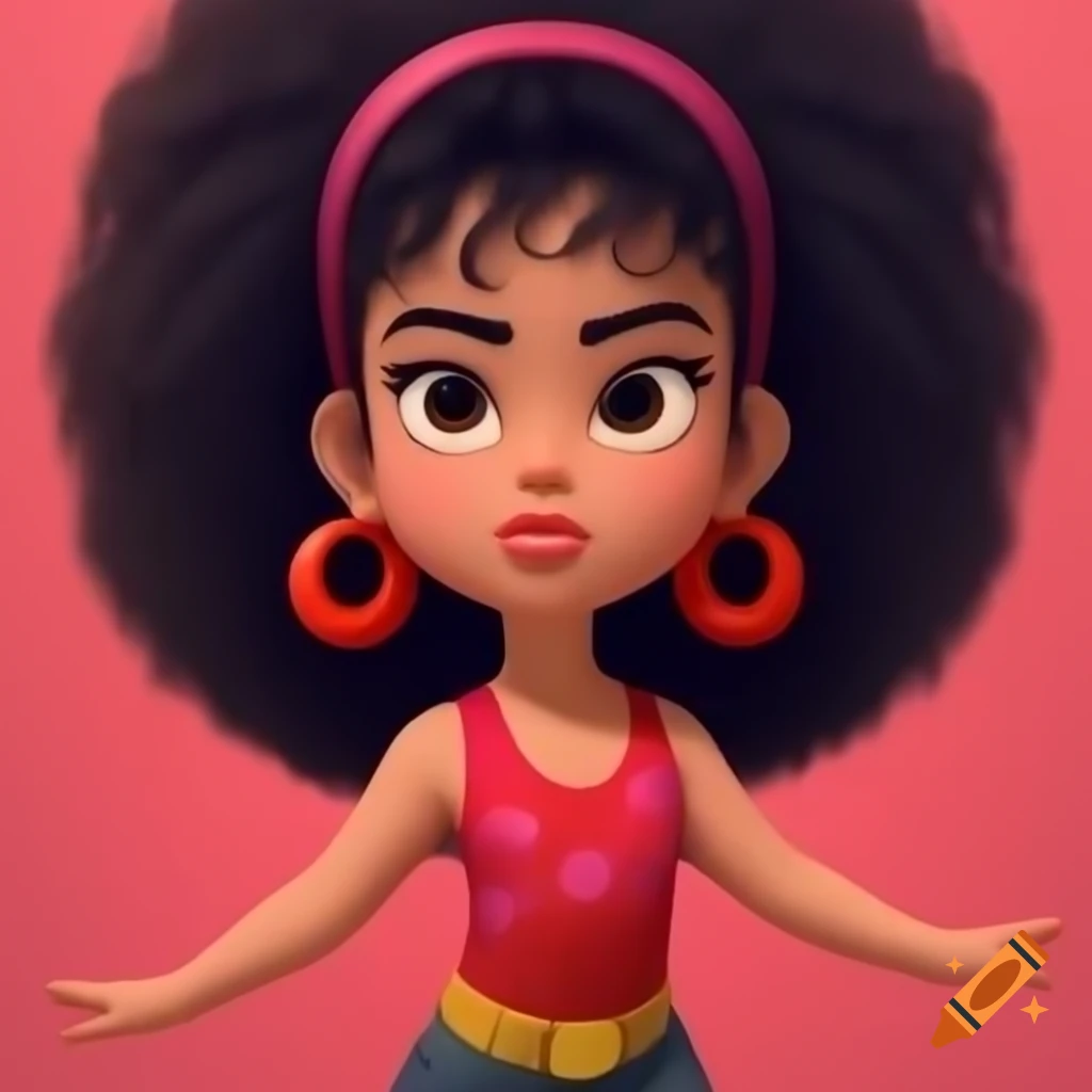 Full body cartoon of Selena Quintanilla dancing in Disney Pixar style ...