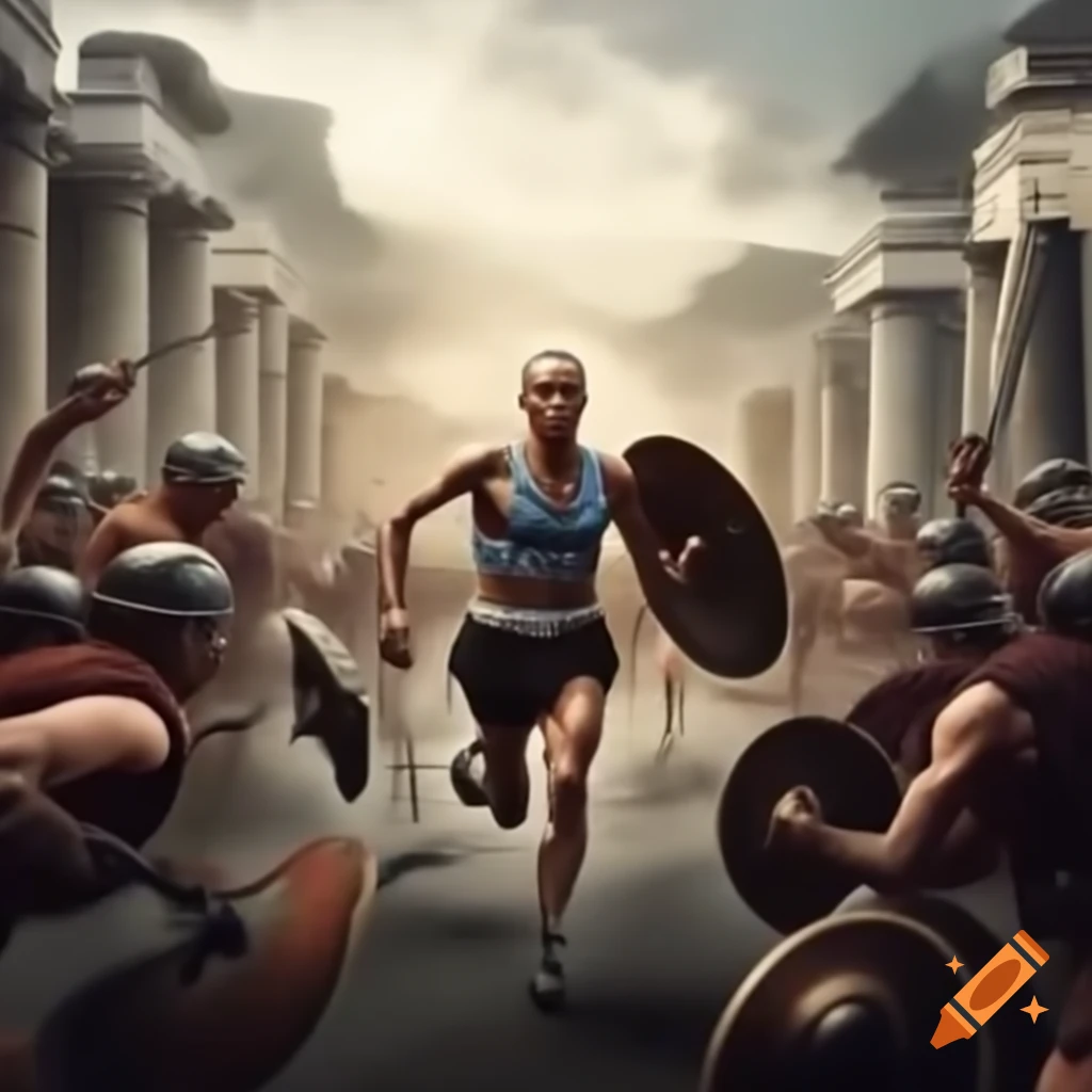 Marathon battle scene from antiquity with warriors in combat on Craiyon